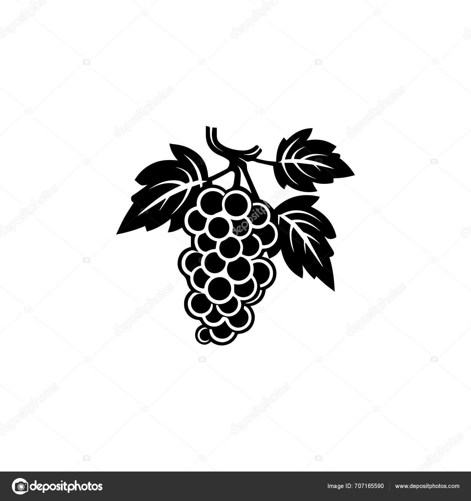 Grape Icon Black White Background Design Silhouette Style Vector ...