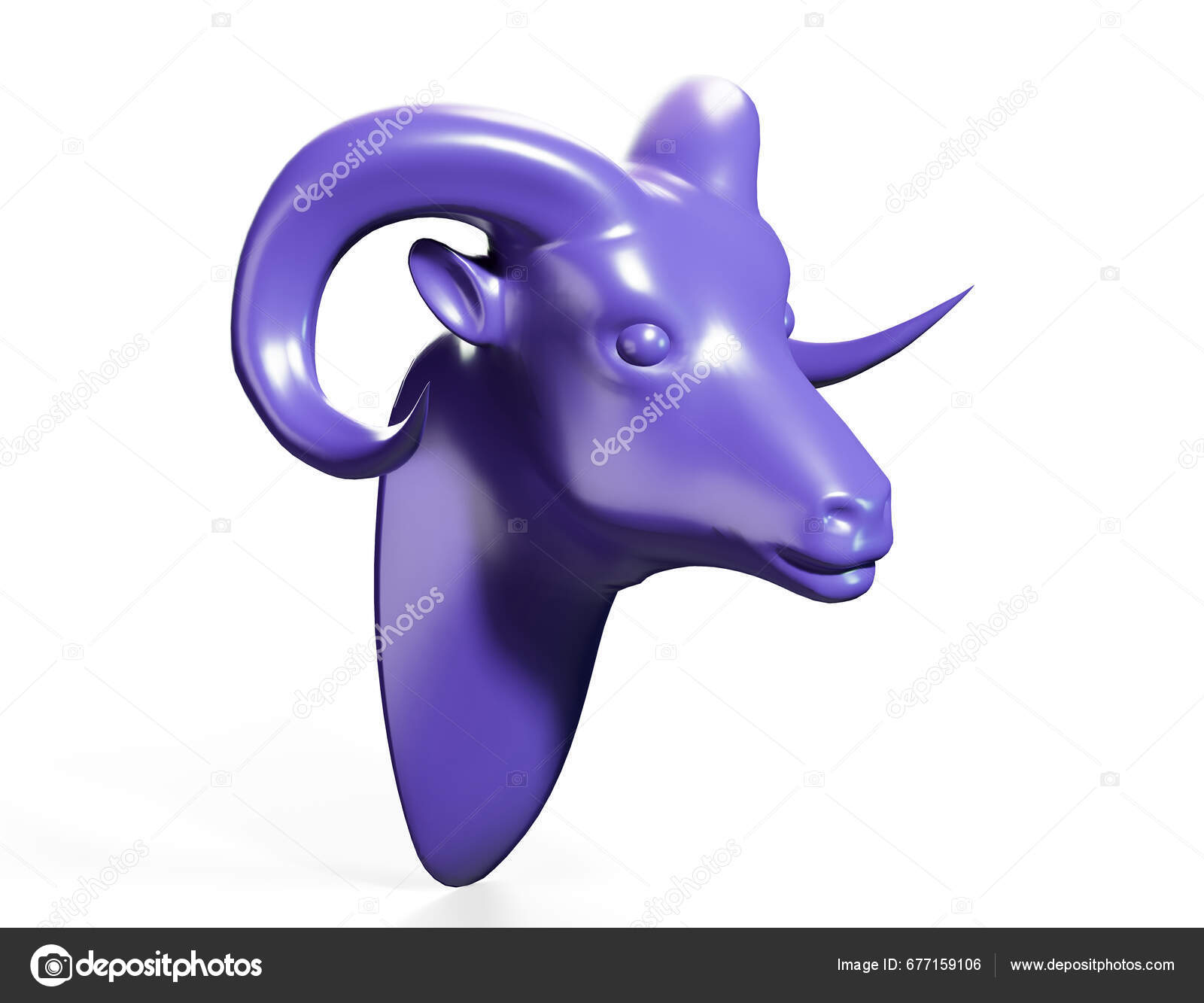 Pink Ram Skull Vista Frontal Ilustración Render: fotografía de stock ...