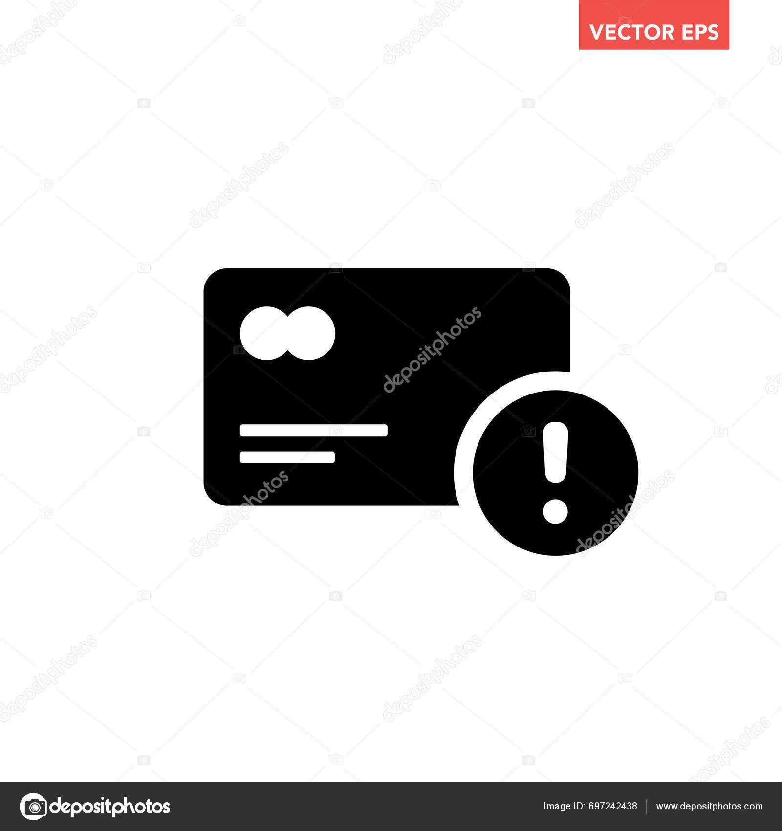 Soiled Black Declined Debit Credit Card Icon Simple Payment Rejection ...