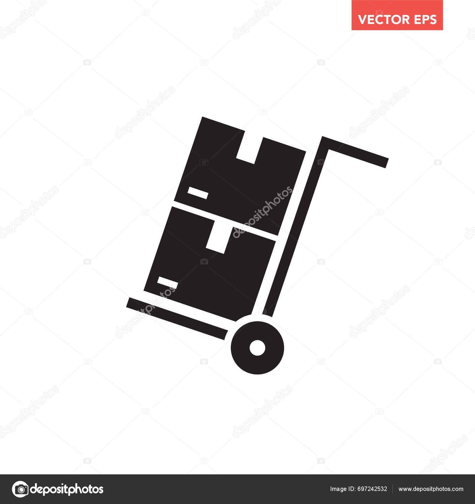 Solid Black Packages Delivery Trolley Icon Simple Single Cart ...