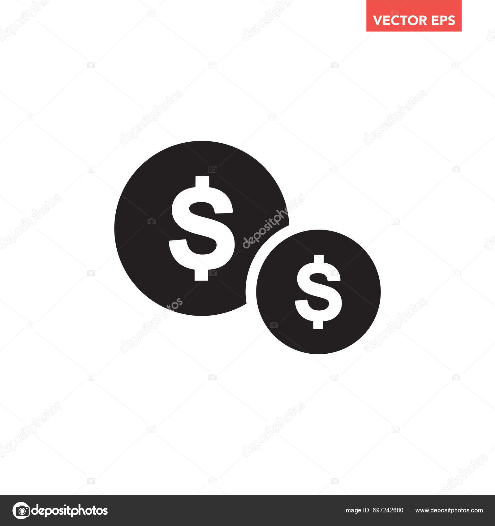 Dollar Vector Icon Isolated White Background Dollar Sign Stock Vector ...