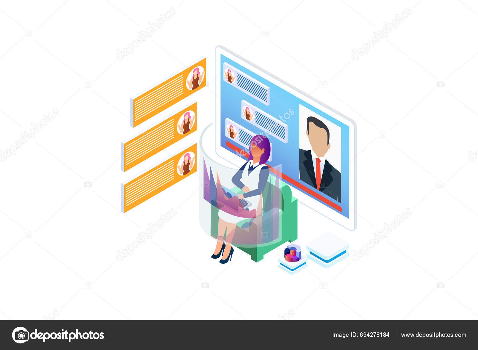 Modern Isometric Customer Support Concept Suitable Diagrams ...