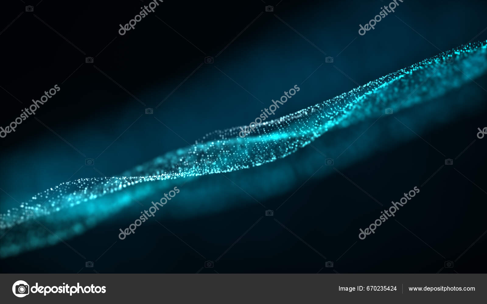 Futuristic Digitally Generated Motion Graphic Particles Wave Flowing ...