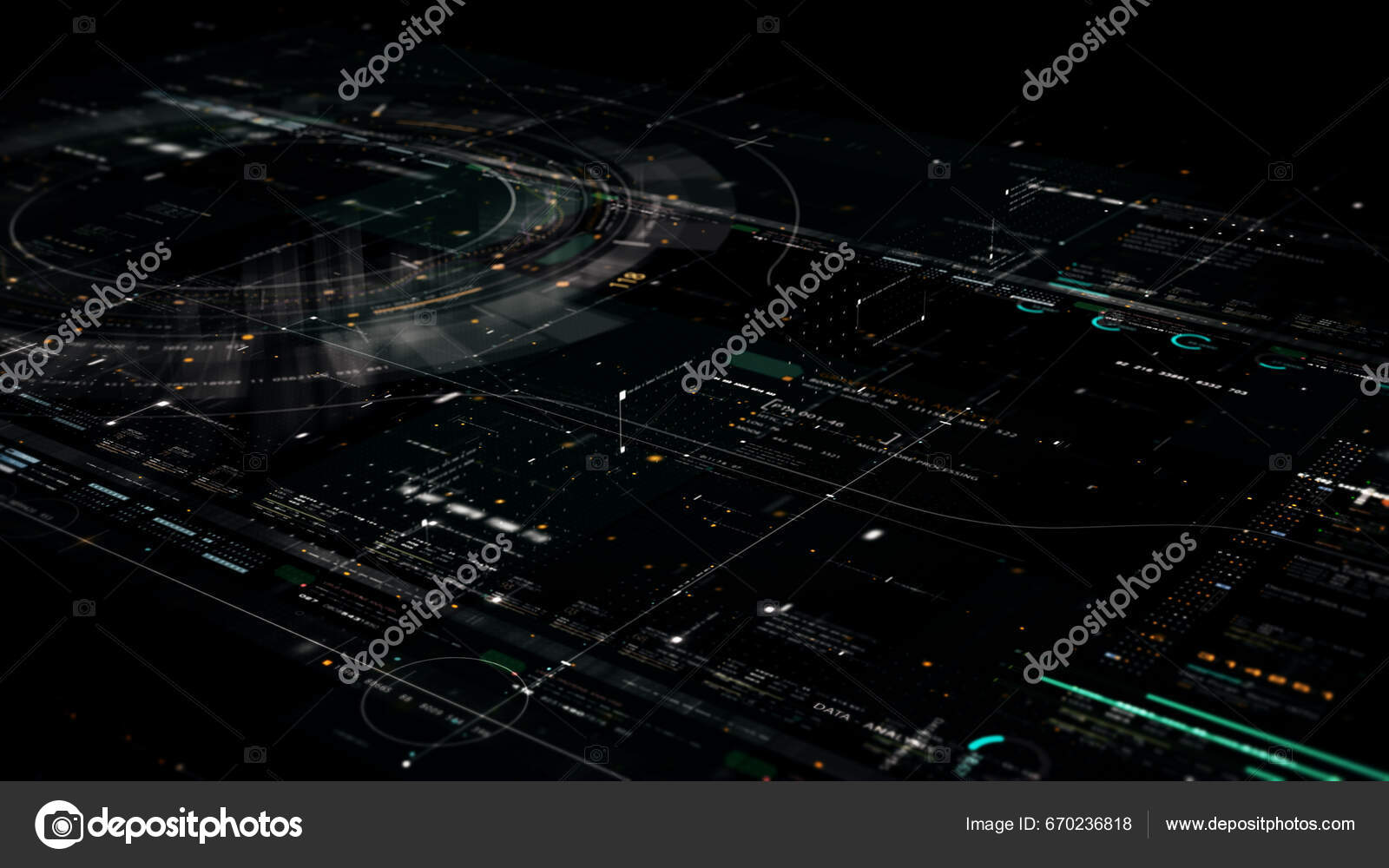 Futuristic Tech User Interface Head Display Elements Digital Data ...
