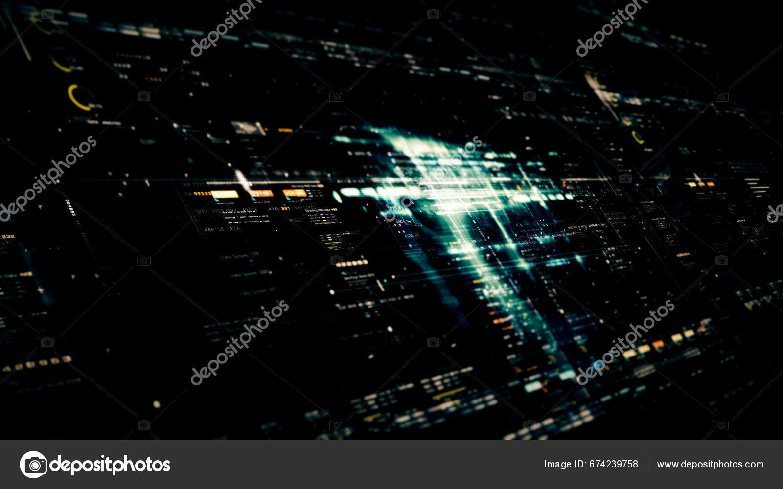 Advance Data Matrix Telemetry Encrypt Numbers Simulation User Interface Display — Stock Photo ...