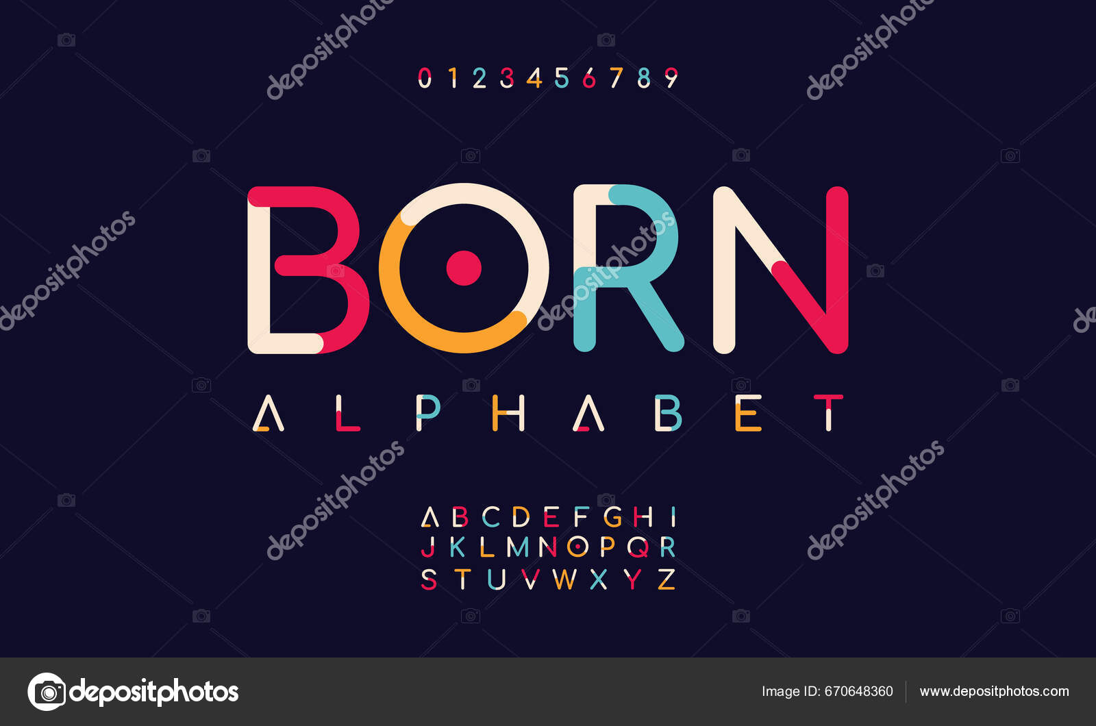 Bold Colorful Alphabet Modern Font Stock Vector by ©Design4months 670648360