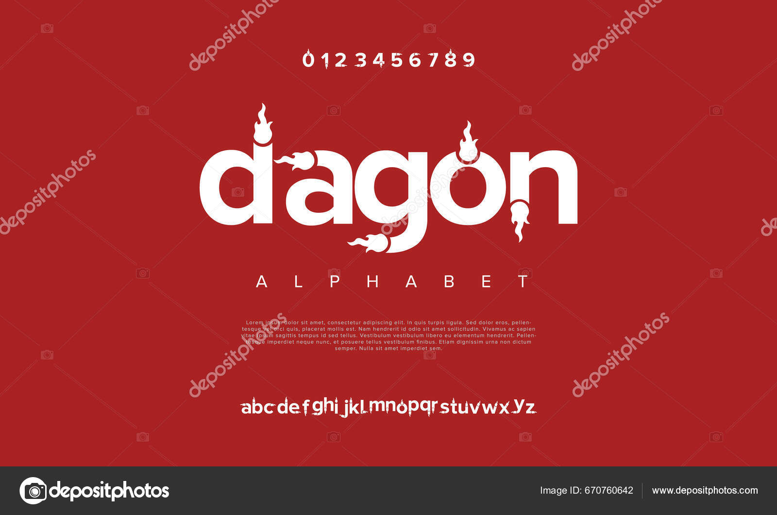 Alfabeto Dragón Estilizado Con Números Ilustración Vectorial Vector de ...