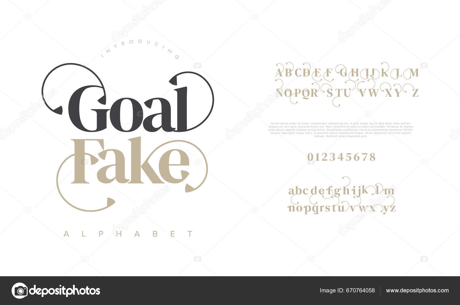 Letras Números Alfabeto Elegantes Lujo Premium Elegante Tipografía Boda ...