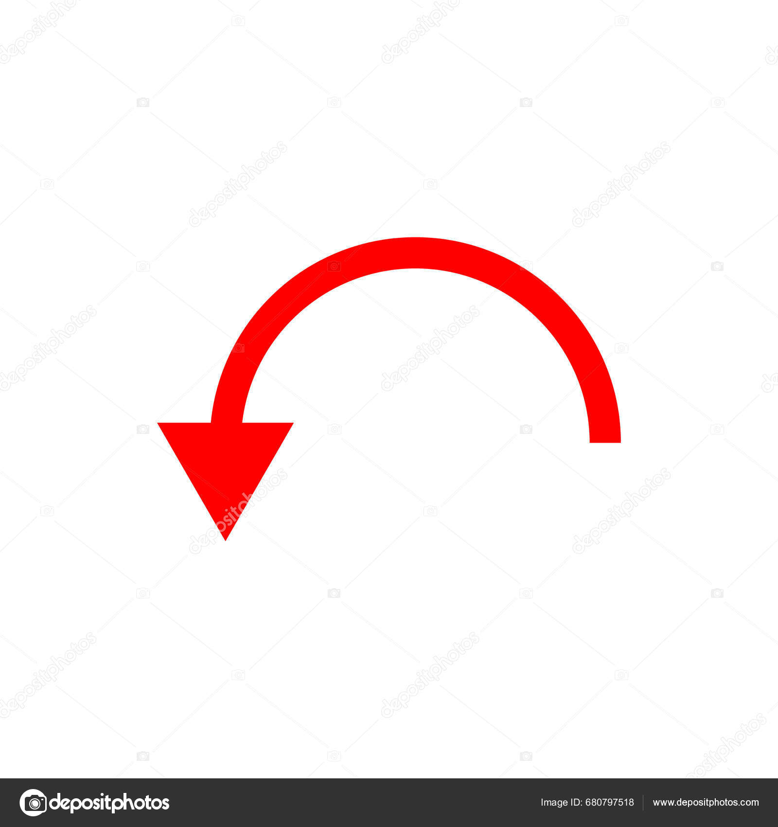 Gebogene Rote Pfeil Symbol Auf Weißem Hintergrund Stock-Vektorgrafik ...