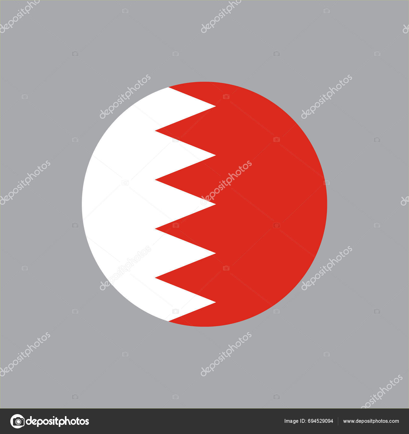 National Flag Bahrain Vector Illustration Circle White Background Stock ...
