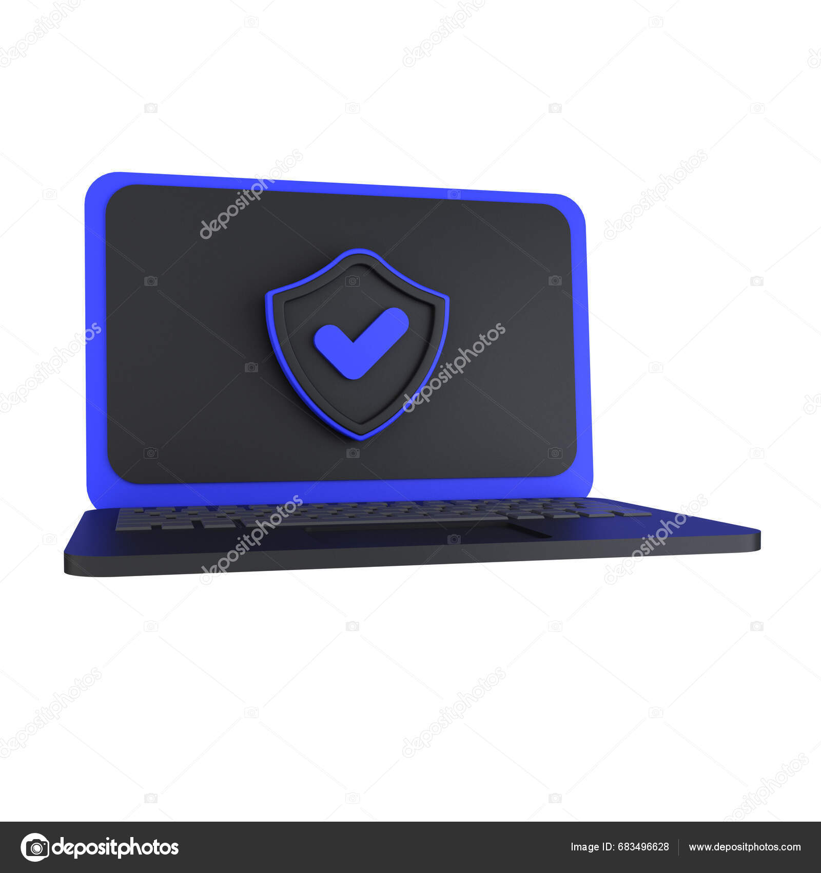 Laptop Security Illustration Isolated White Background Security Concept ...