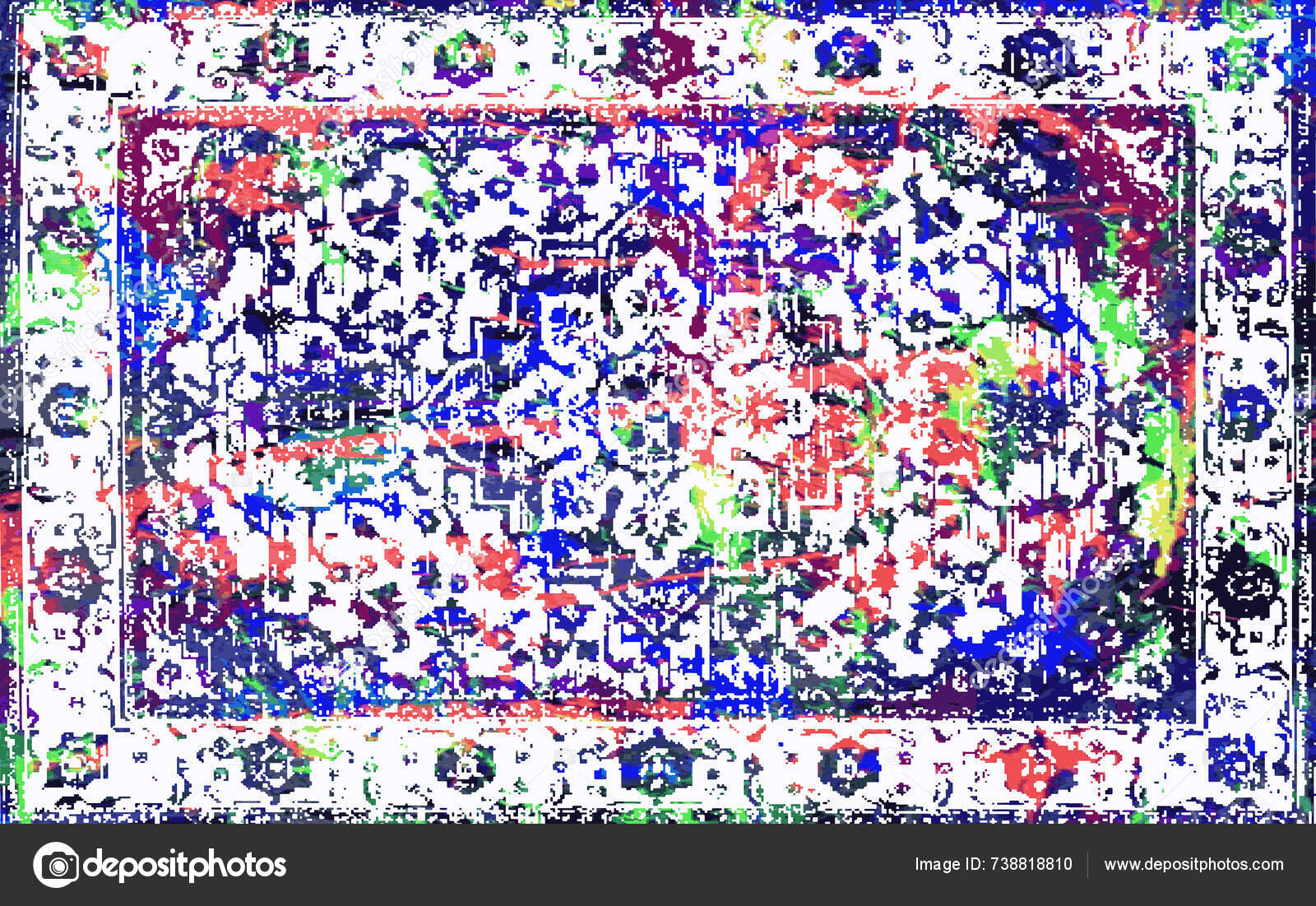 Modern Boho Style Carpet Design Illustration Distressed Grunge Texture ...