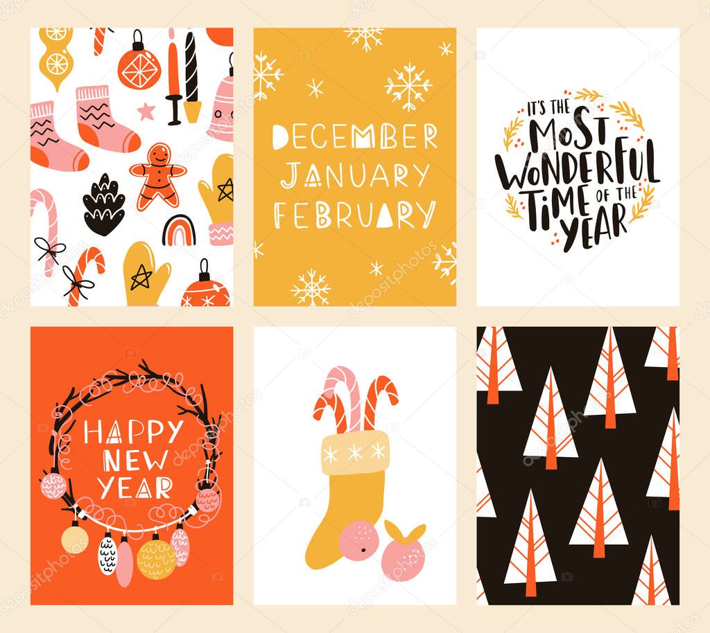 Colección vectorial de plantillas de póster de Navidad. Nuevo año 2023 ...