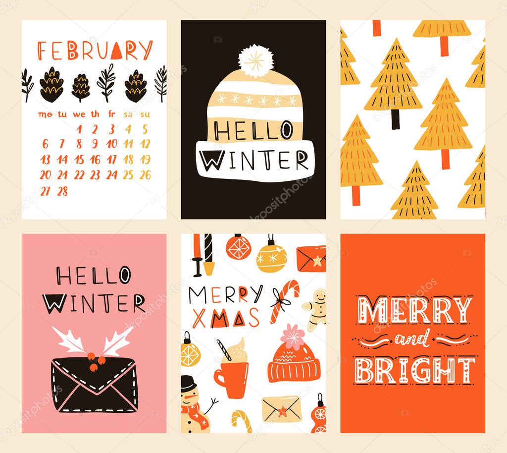 Colección vectorial de plantillas de póster de Navidad. Nuevo año 2023 ...