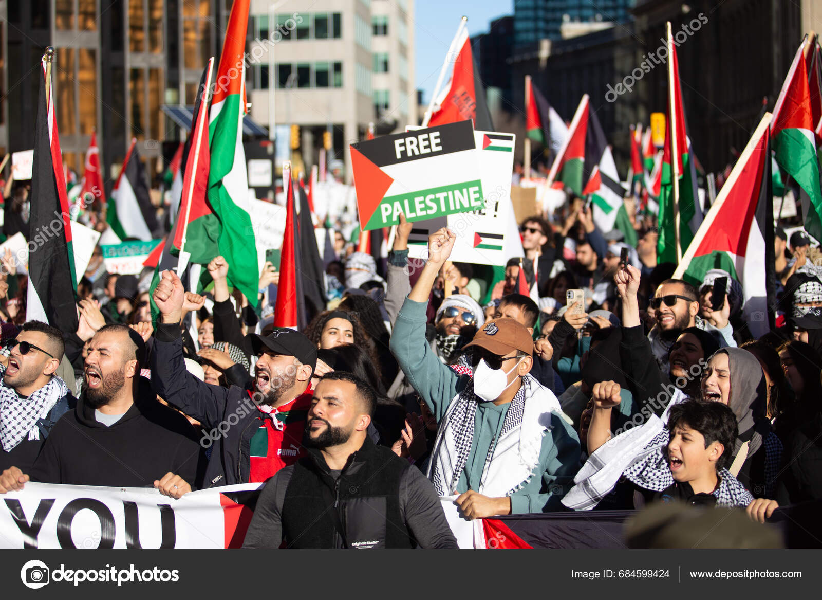 Toronto Ontario Canada People Protest Palestinian Rally War Gaza ...