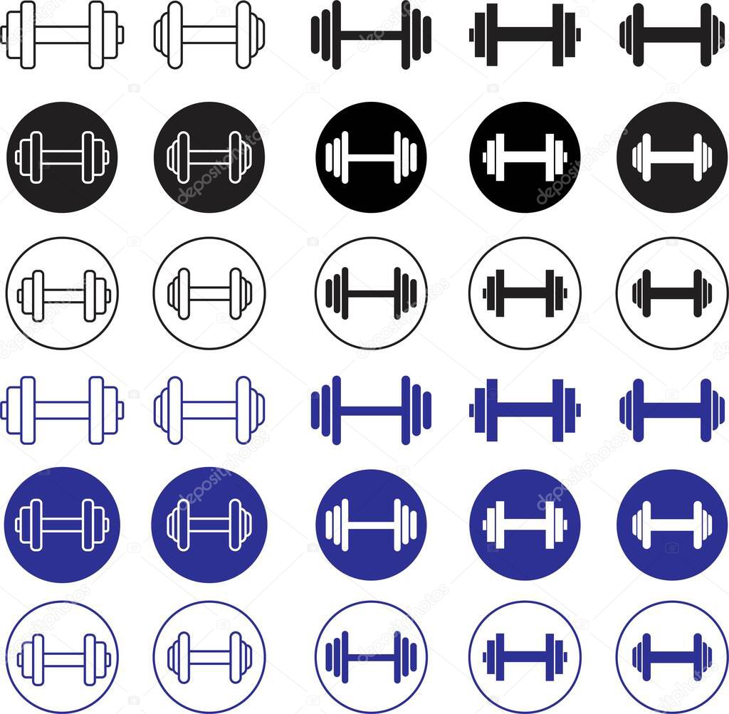 Conjunto de iconos Dumbbells en estilo plano. Pictograma de pesadas ...