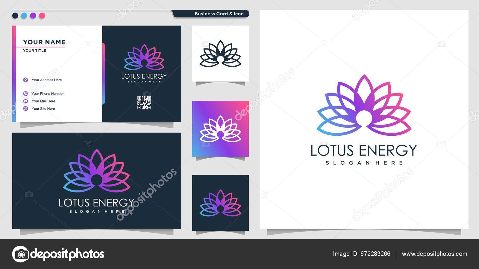 Lotus Logo Energy Style Business Card Design Logo Template Line Stock ...