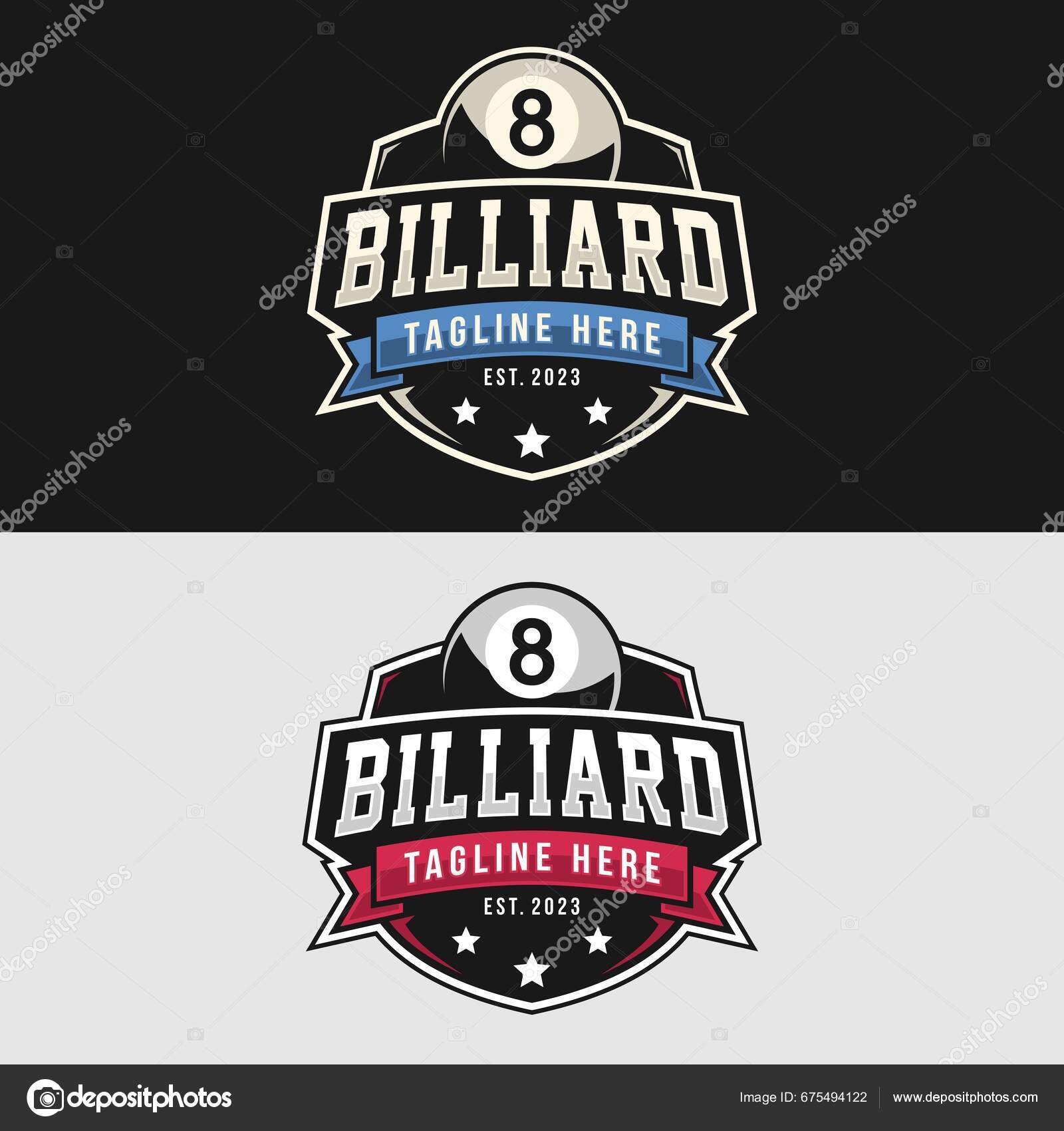 Klub Billiard Logo Template Desain Sports Label Vector Ilustrasi Vektor ...
