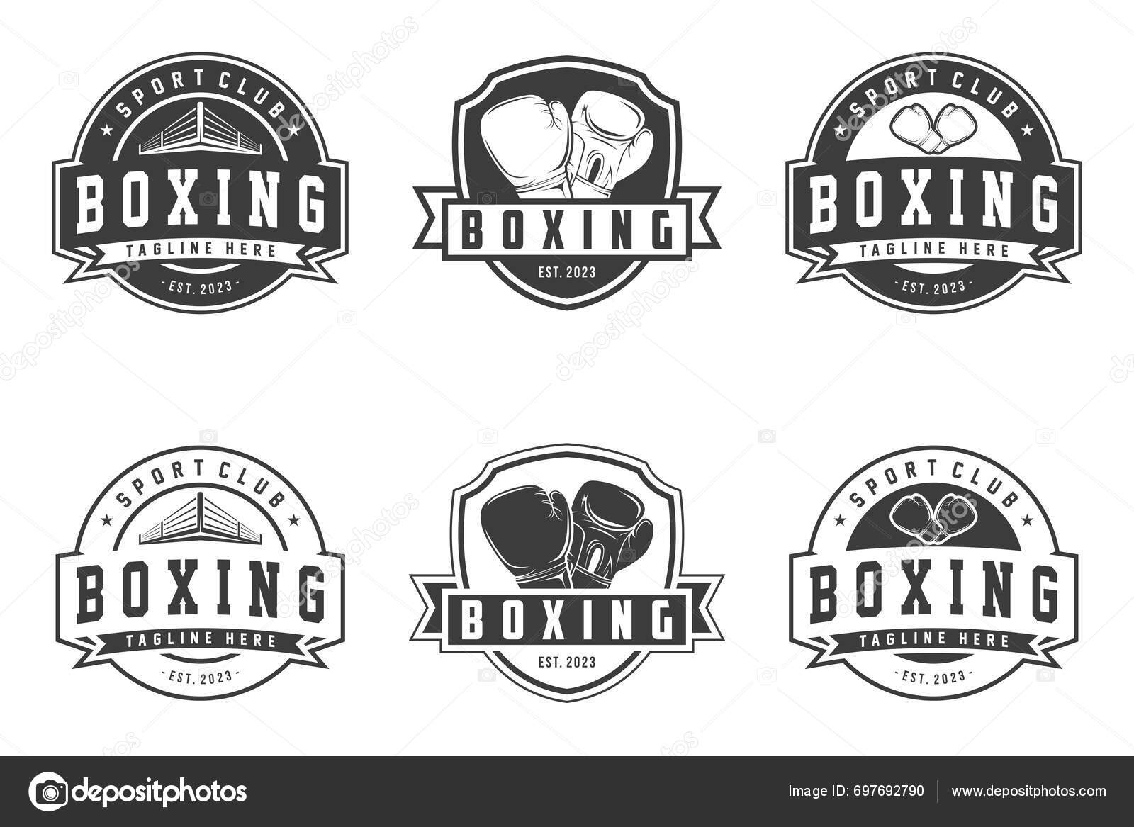 Boxing Club Logos Labels Emblems Badges Set Boxing Logo Emblem Stock ...