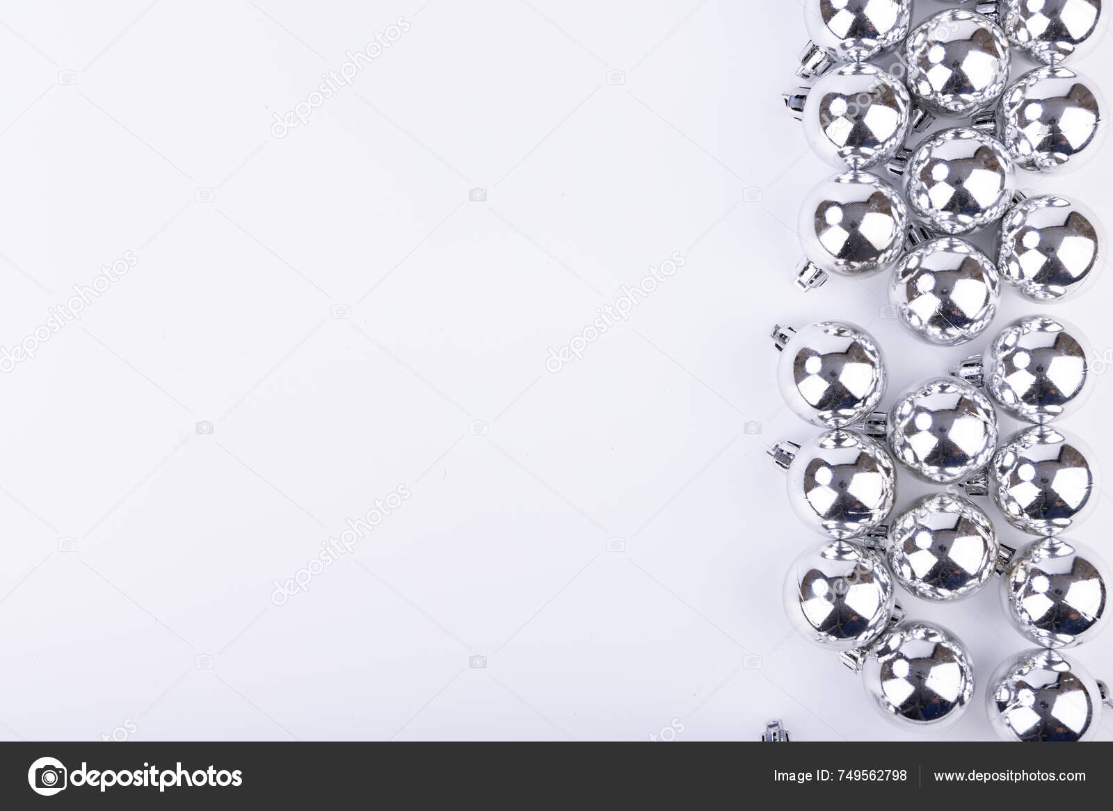 Eye Catching Top Perspective Sparkling Silver Baubles Resting White ...