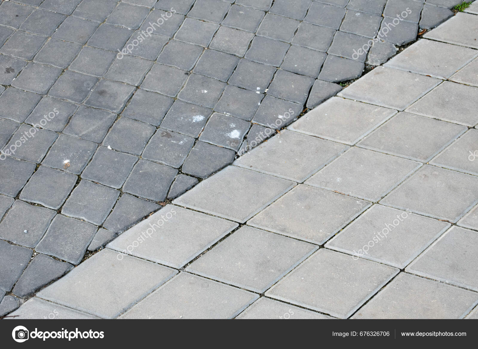 Pedestrian Road Paved Types Concrete Tiles Different Road Surfaces ...