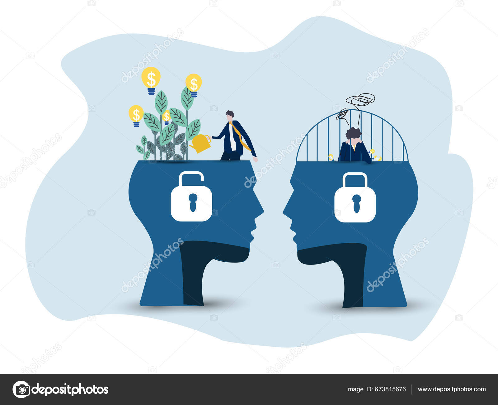 Thinking Different Business People Fixed Mindset Growth Mindset Concept ... Thinking Different Business People Fixed Mindset Growth Mindset Concept ...
