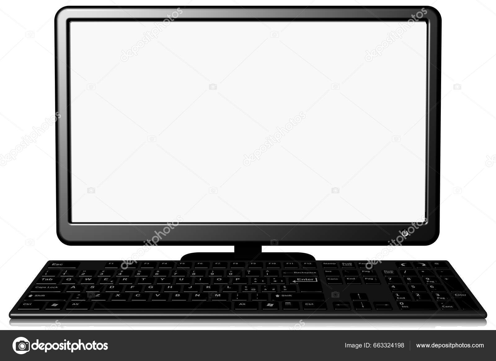 Computer Desktop Isolated White Background Suitable Inserting Text ...