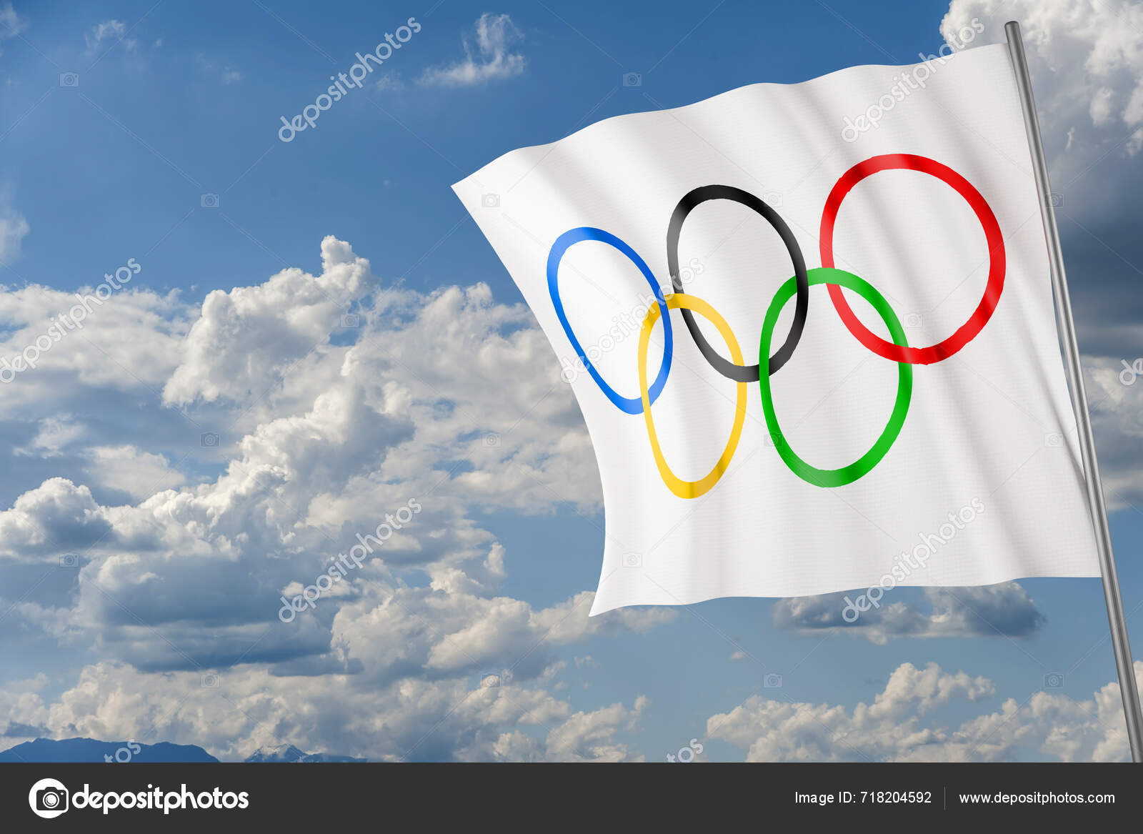 Olympic Flag Official Symbol Olympics Panorama Sky Background Circles ...