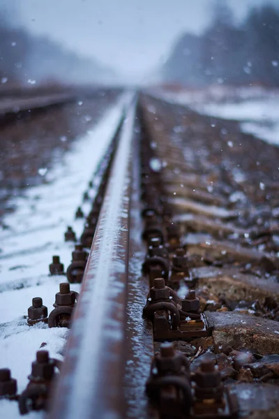 Railroad track snow Stock Photos, Royalty Free Railroad track snow ...