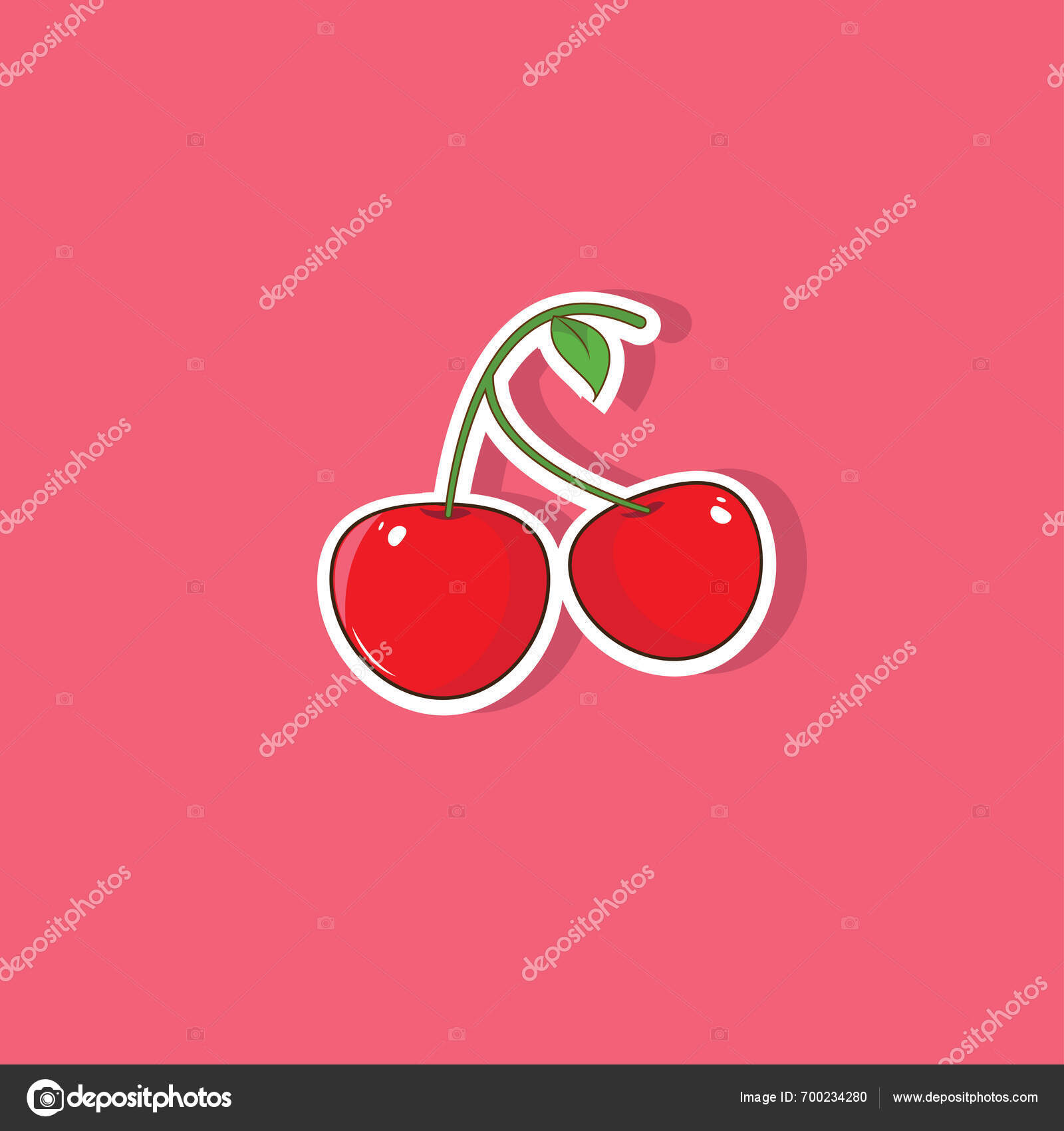 Ilustración Vectorial Emblemas Pegatina Cereza Lindo Vector de stock ...