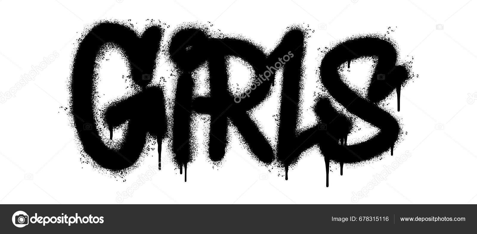 Spray Painted Graffiti Girls Word Sprayed Isolated White Background ...
