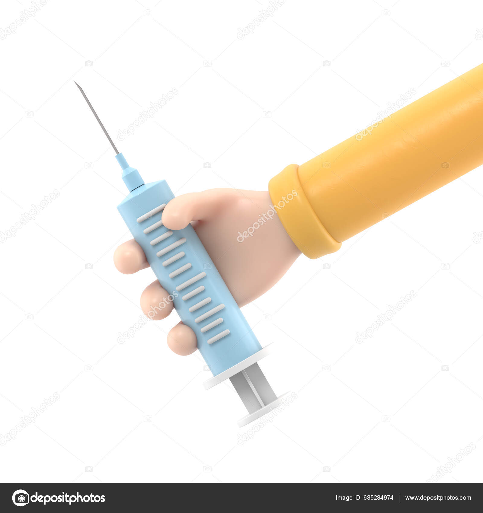 Render Dokter Tangan Kartun Memegang Jarum Suntik Besar Dengan Vaksin ...