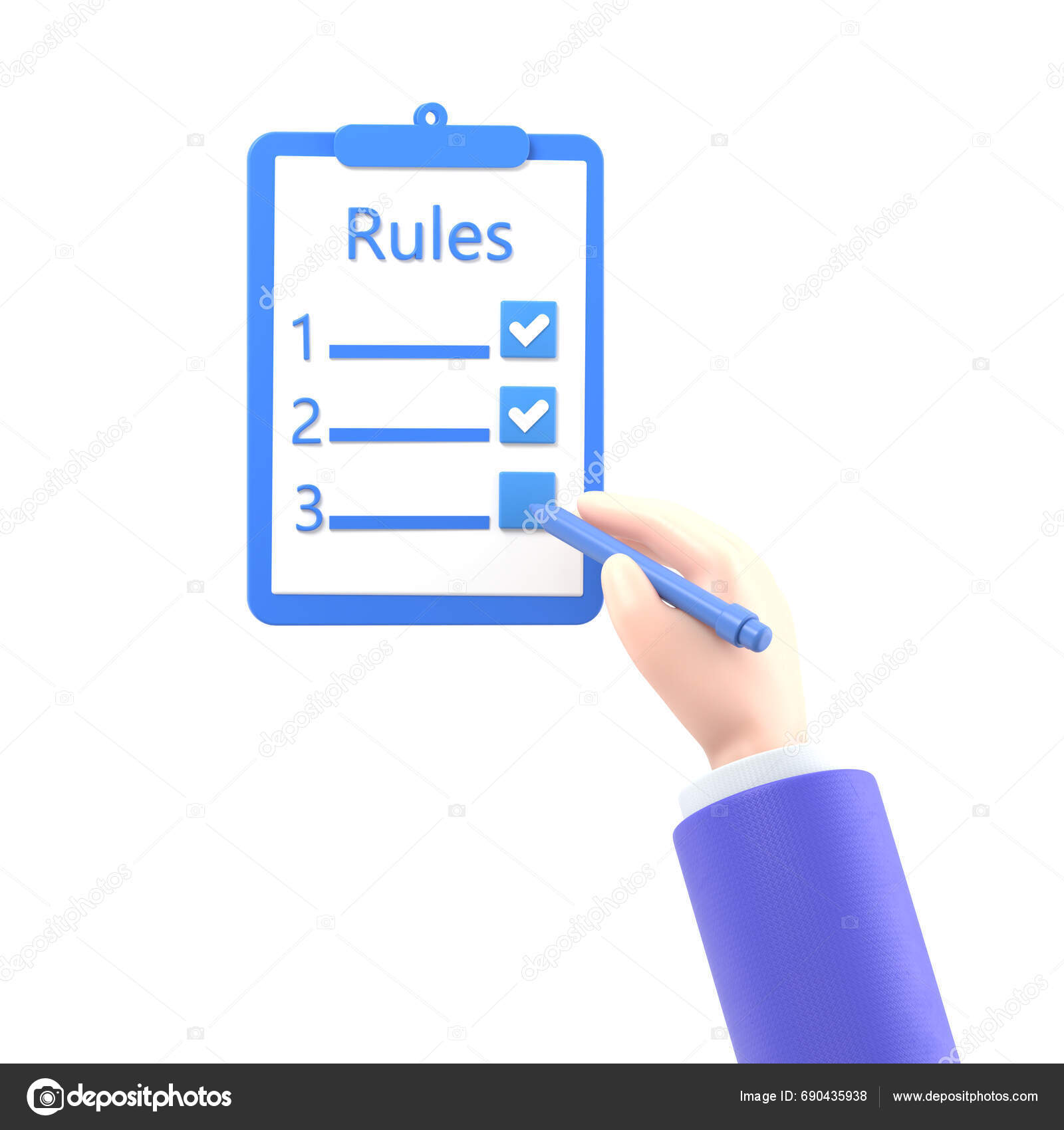 Rules Concept Businessman Holding Hand Clipboard Regulations Checklist ...