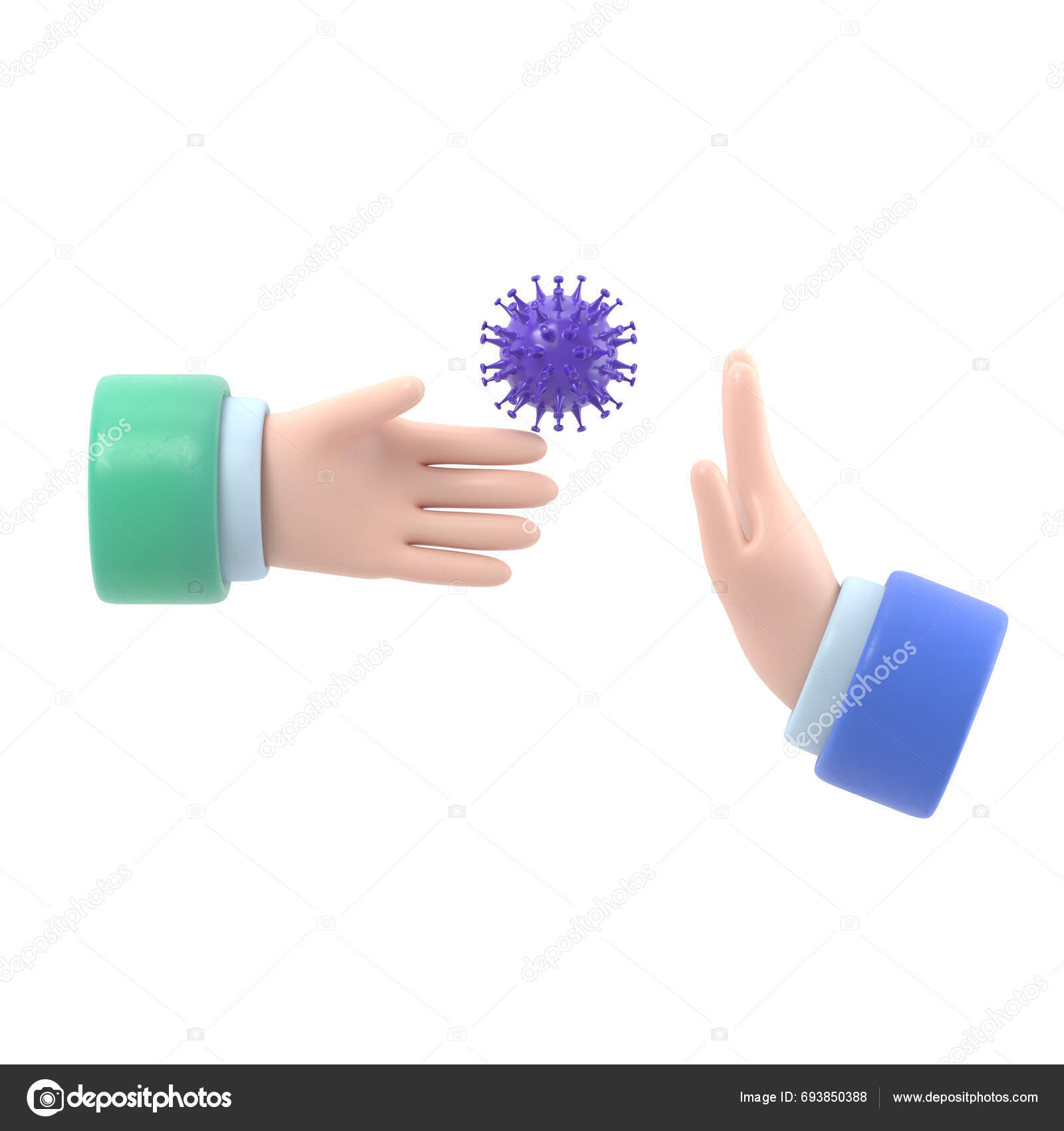 Bacteria Hand Coronavirus Transmitted Handshake Gesture Physical ...