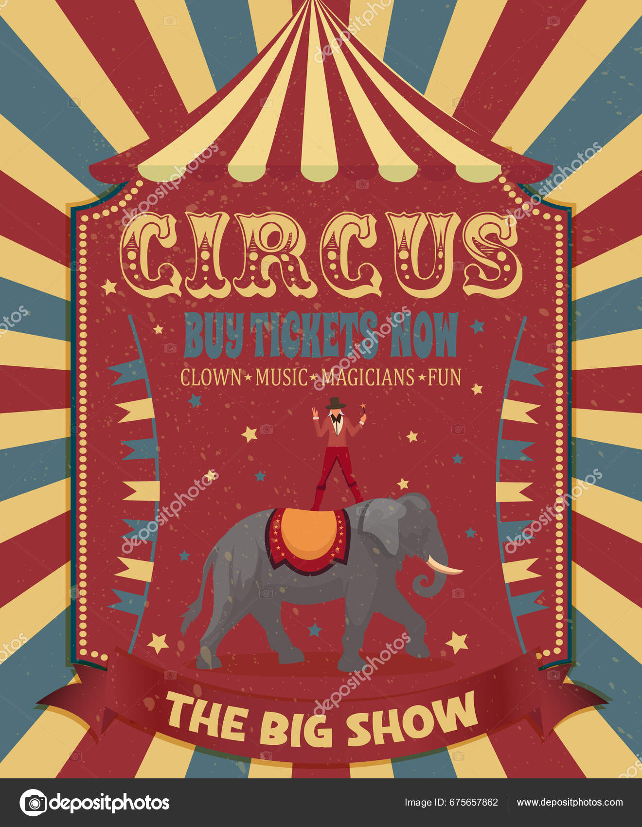 Vintage Circus Poster Featuring Elephant Trainer Performing Elephant ...