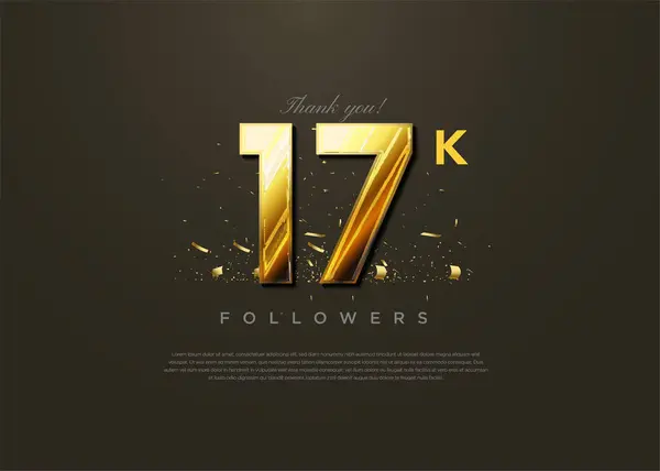 Combined Textured Gold Numerals 17K Followers Celebration Stock Vector ...