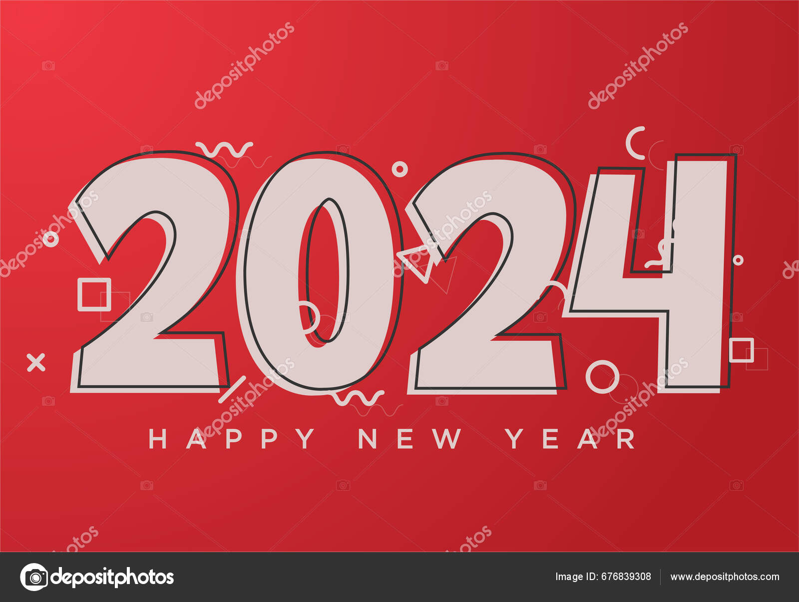 Cartoon Resembling Number Concept 2024 New Year Numbers New Year Stock ...