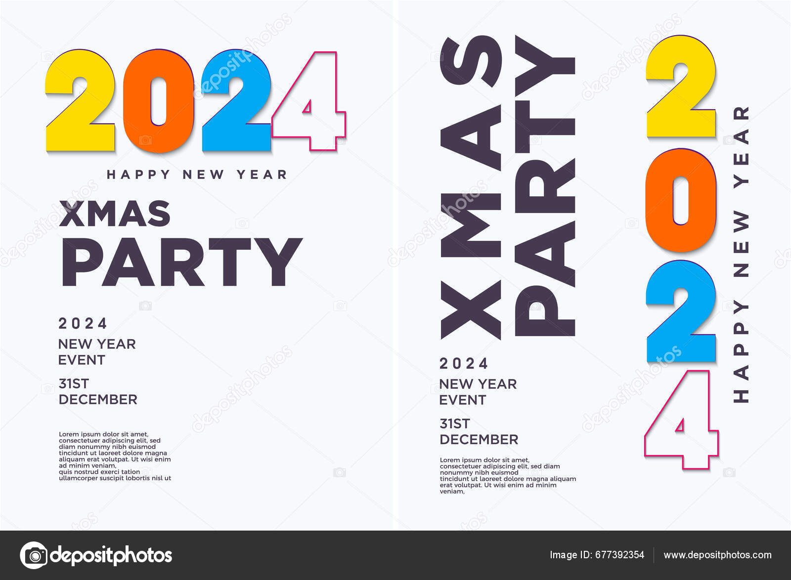 Modern Design Sets New Year 2024 Beautiful Numbers Soft Colors Stock ...