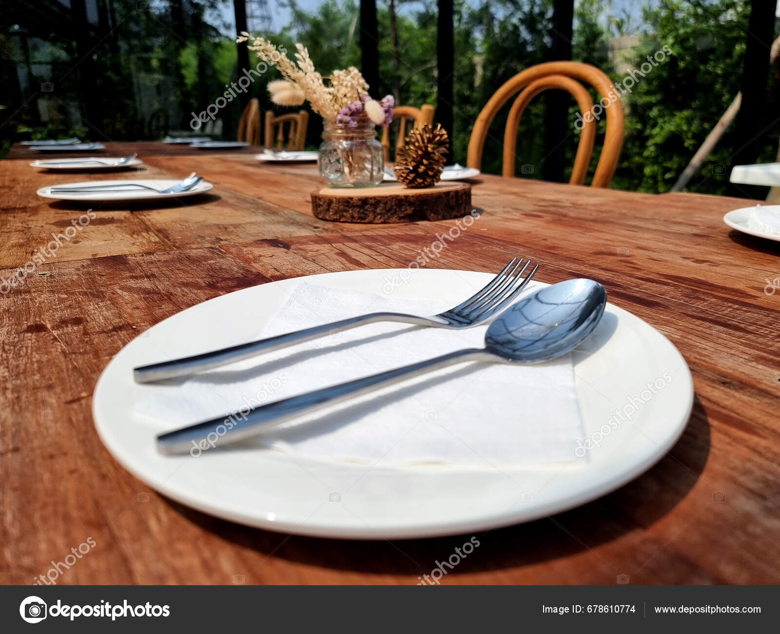 Basic Table Settings Equipped Utensils Plate Spoon Fork Stock Photo by ...
