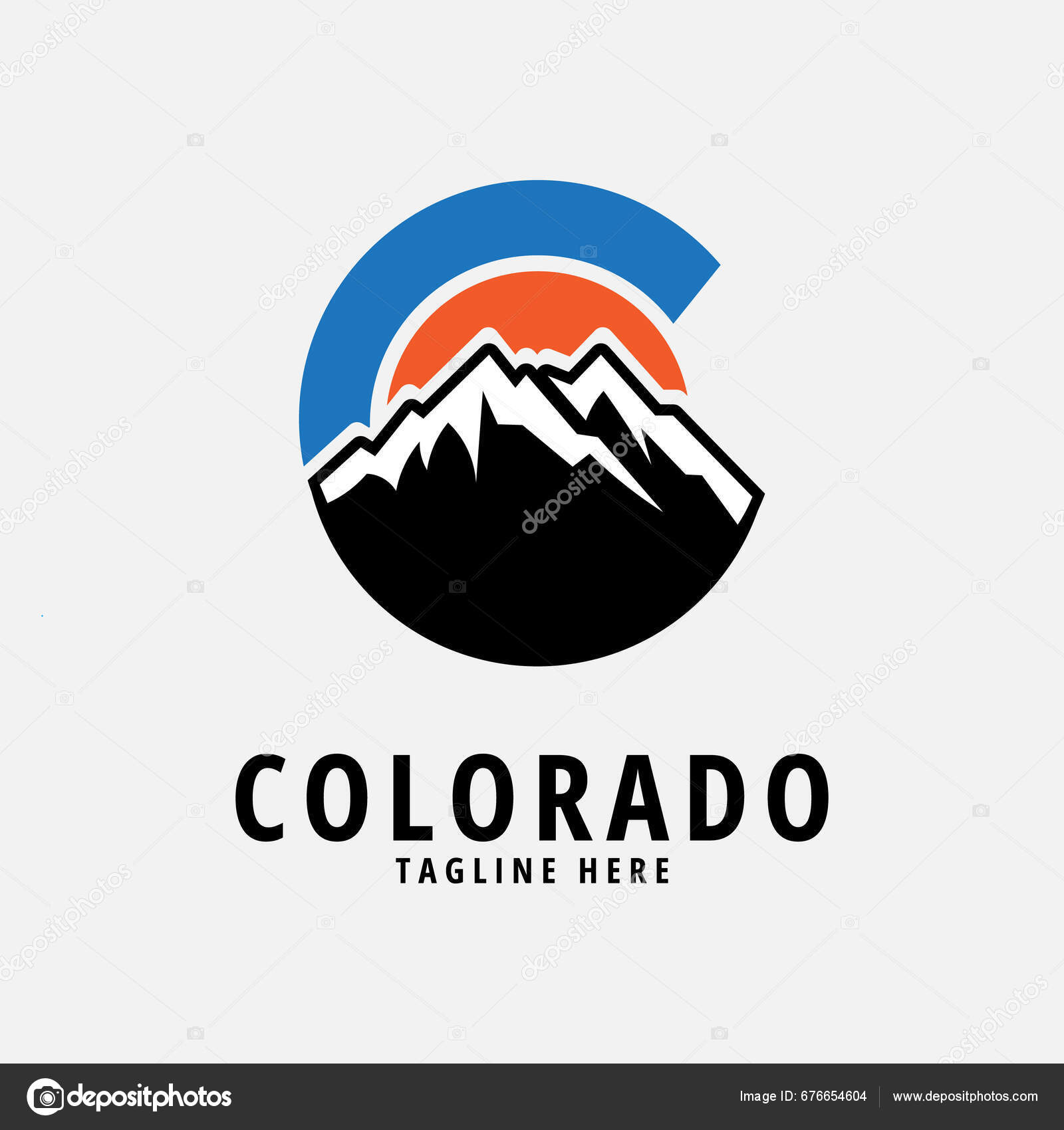 Colorado Logo Design Inspiration Mountain Sun Cloud Vector Illustration ...