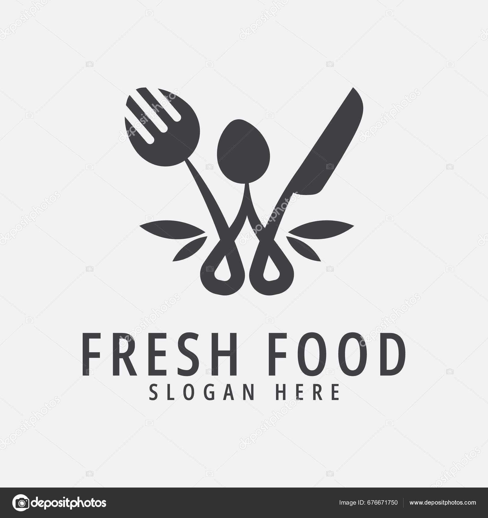 Fresh Food Logo Design Inspiration Spoon Knife Fork Vector Illustration ...