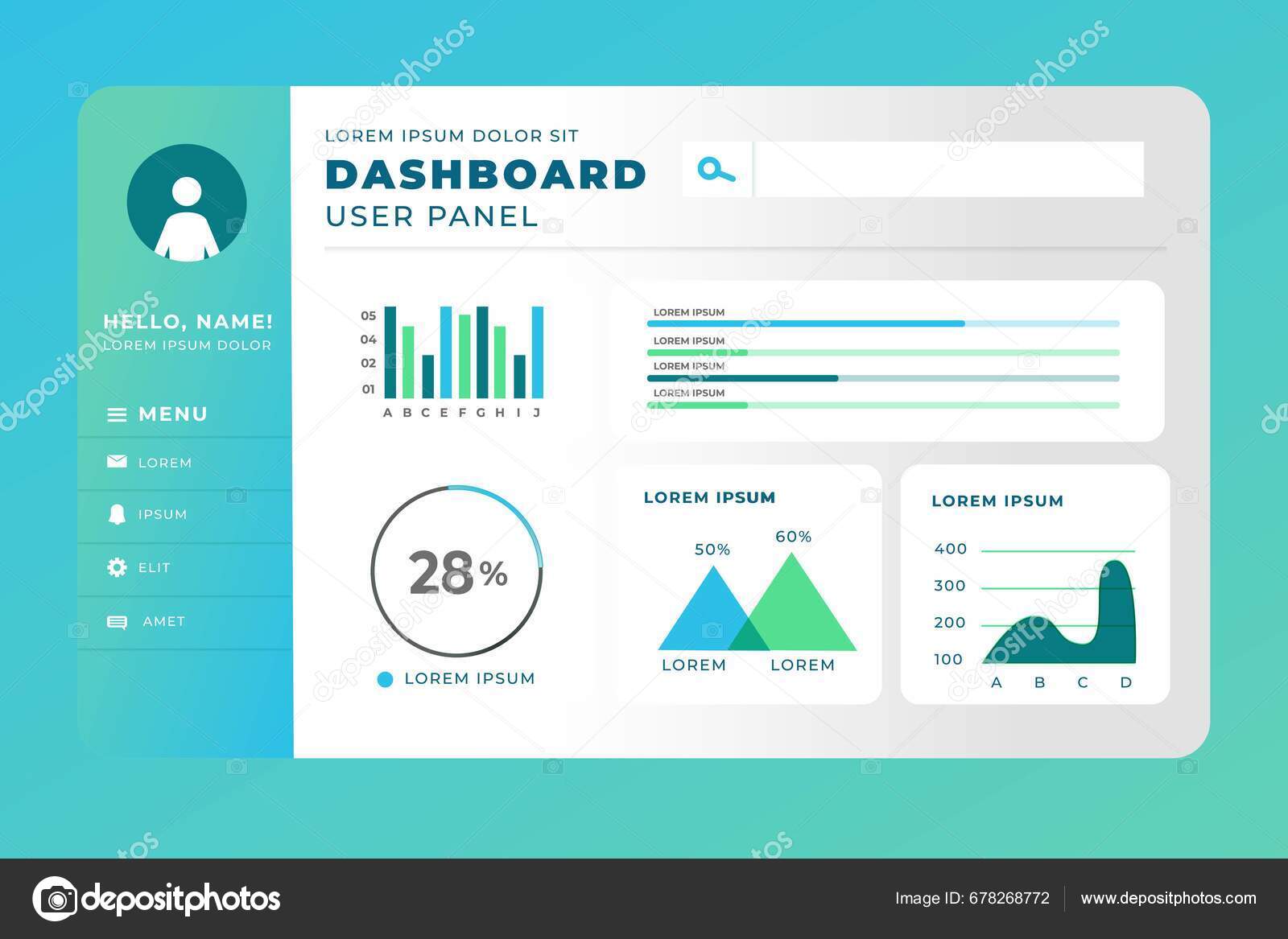 Dashboard Desain Template Panel Pengguna Untuk Presentasi Bisnis Atau ...