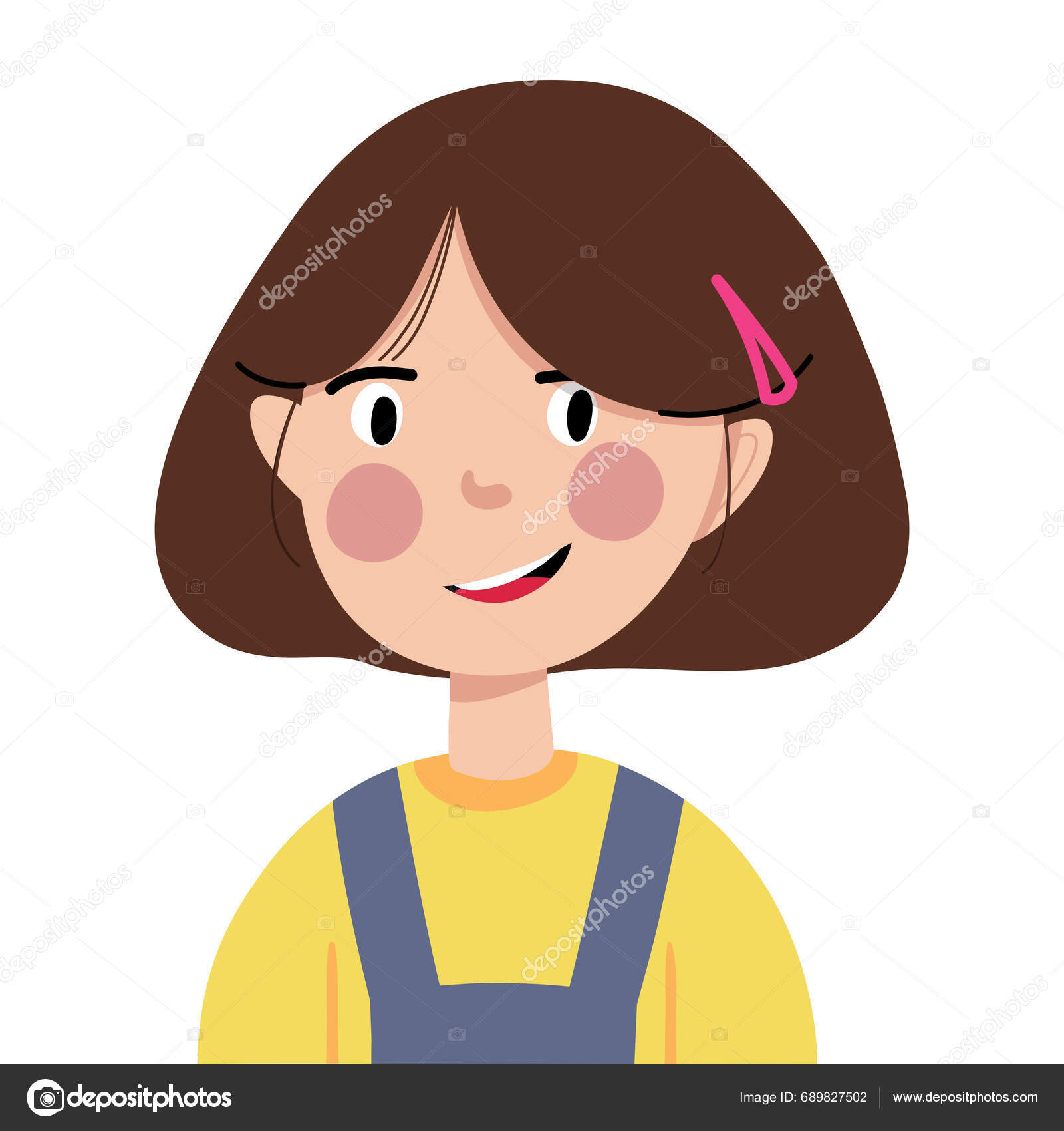 Little Happy Girl Avatar Portrait Cute Smiley Kid Girl Avatar Stock ...