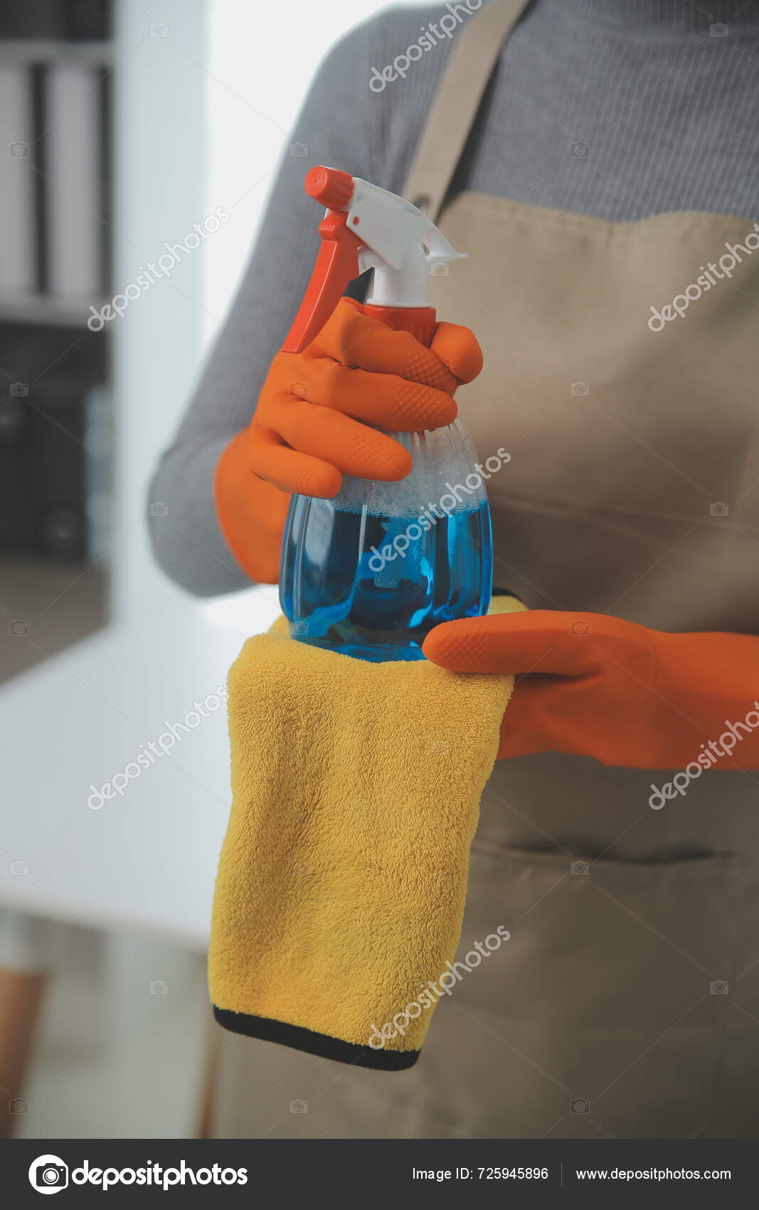 Woman Cleaning Table Using Rag Diffuser Home — Stock Photo ...