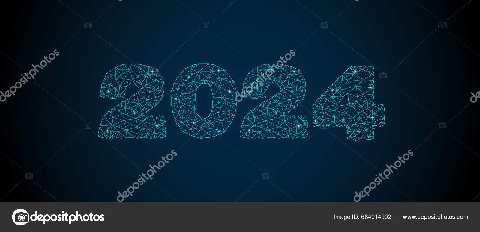 Digital Numbers 2024 Happy New Year Digital Banner Background Low Stock ...
