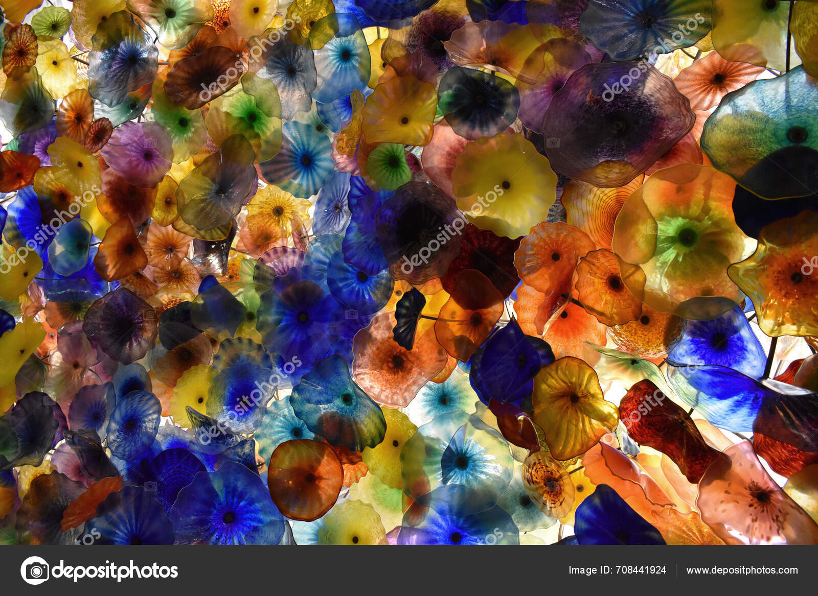 Chihuly Glass Art Colorful Pattern Glass Flowers Visible Ceiling ...