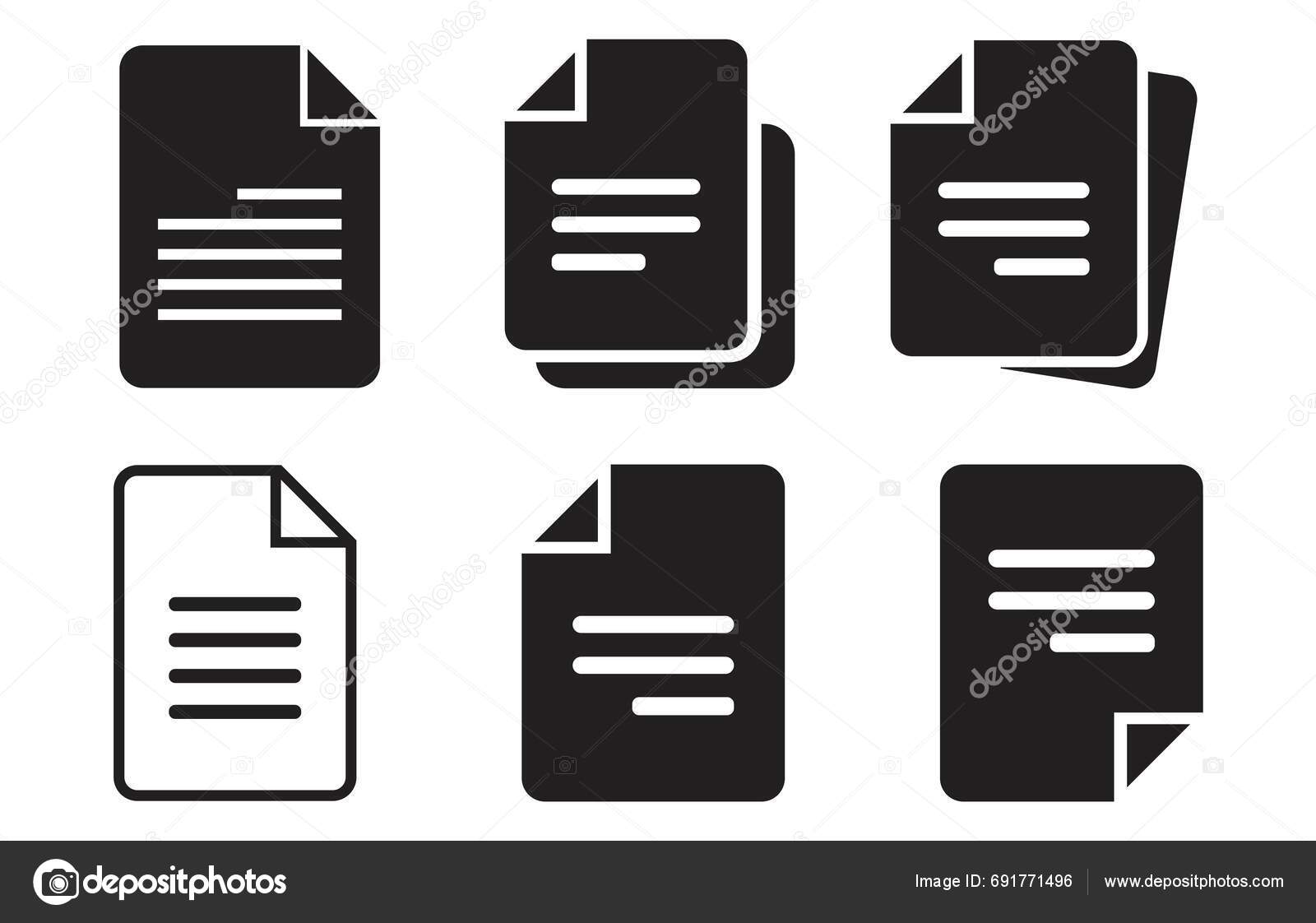 Document Icon Collection Vector Symbol White Background Vector ...