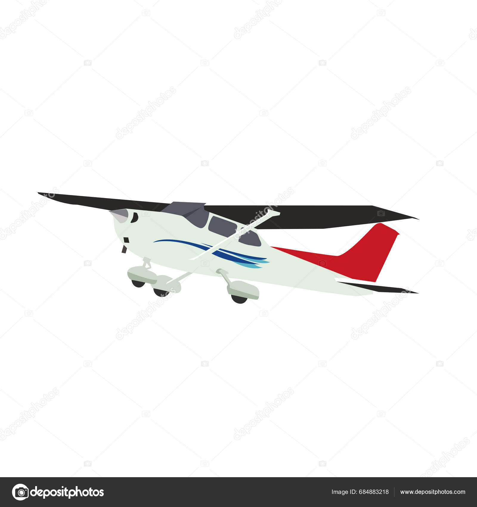 Propeller Plane Vector Illustration Small Light Aircraft Single Engine ...