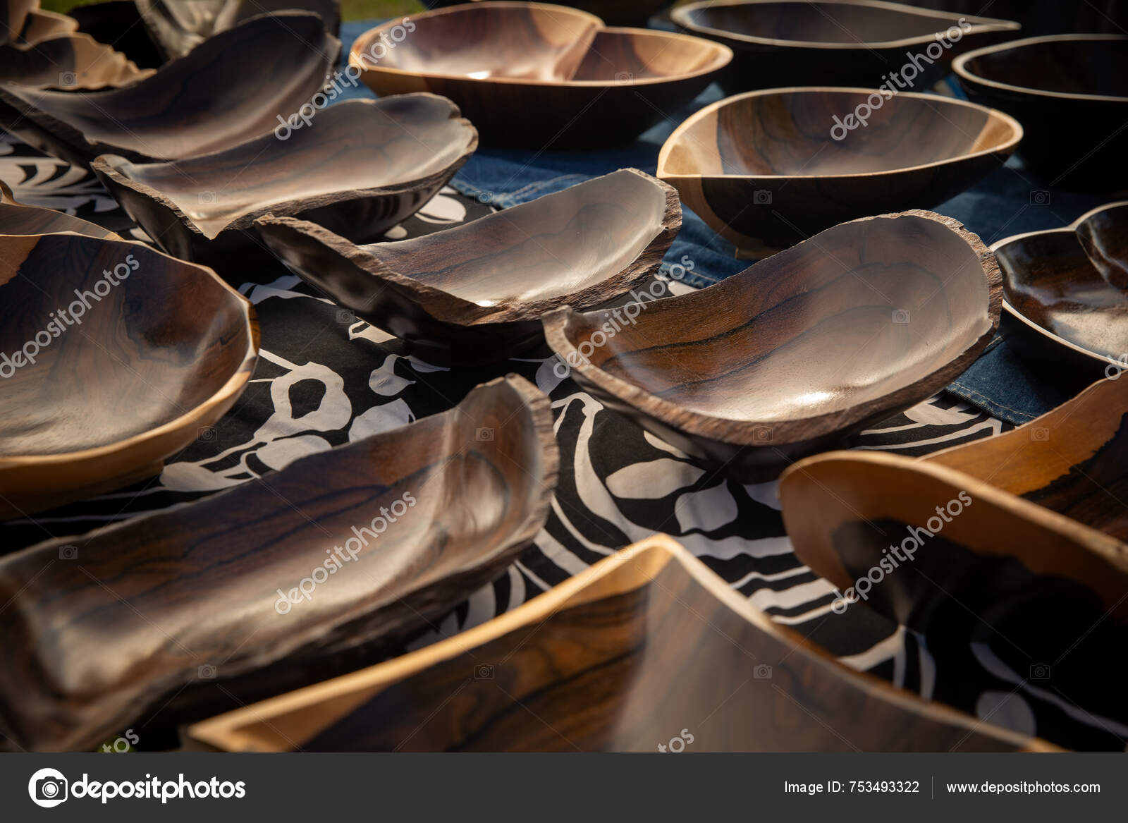 Hand Crafted Belize Wood Serving Bowls — Stock Photo ...