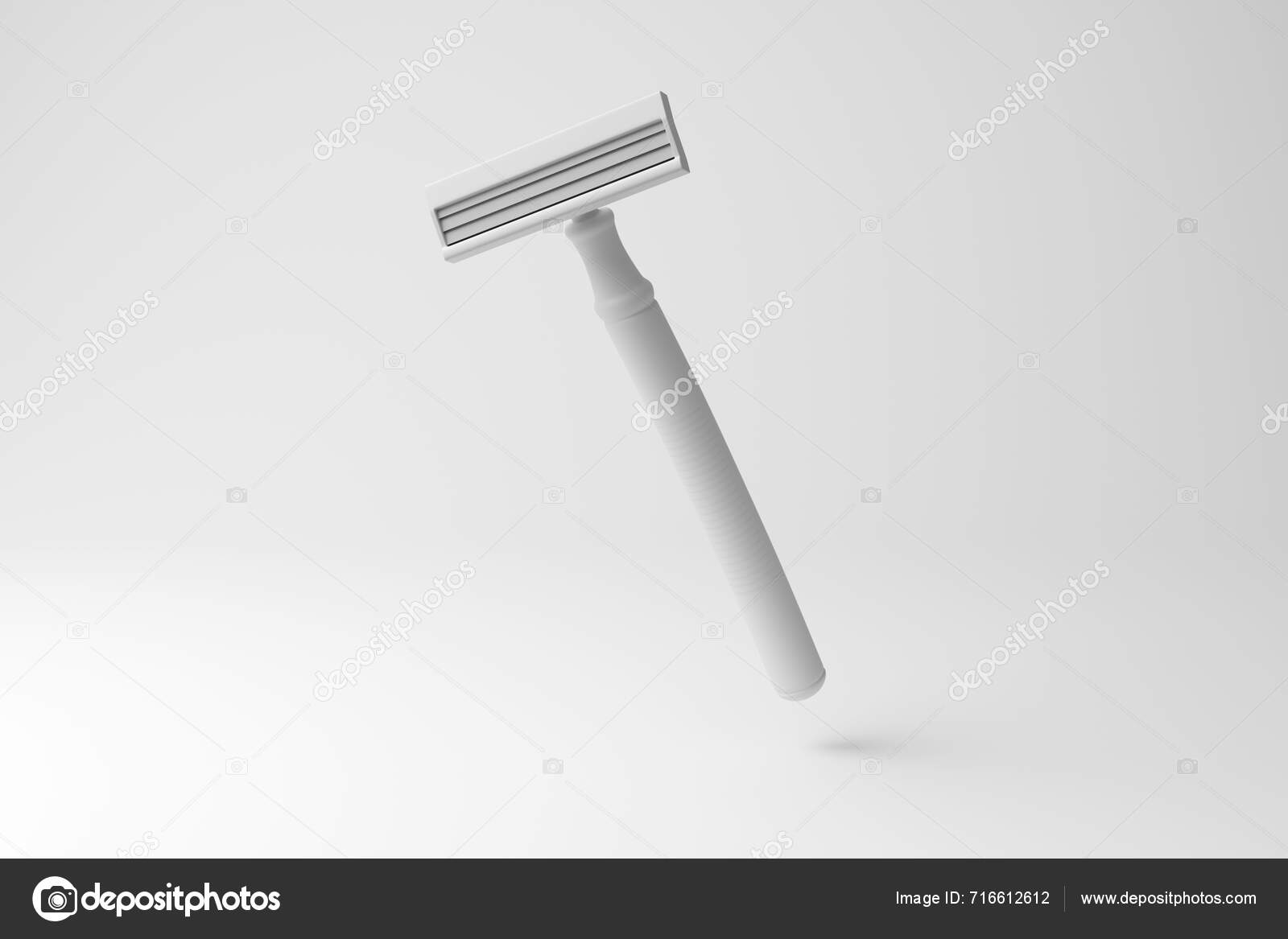White Triple Blade Disposable Razor Floating Mid Air Monochrome ...